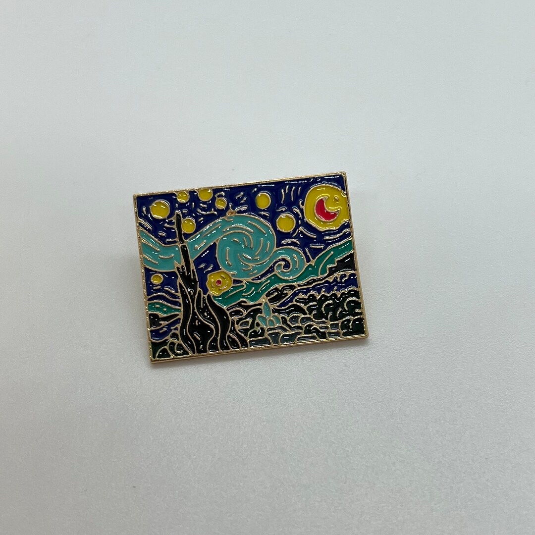 Vincent Van Gogh Starry Night Pin, Enamel Lapel Pins Back Pack Badge ...