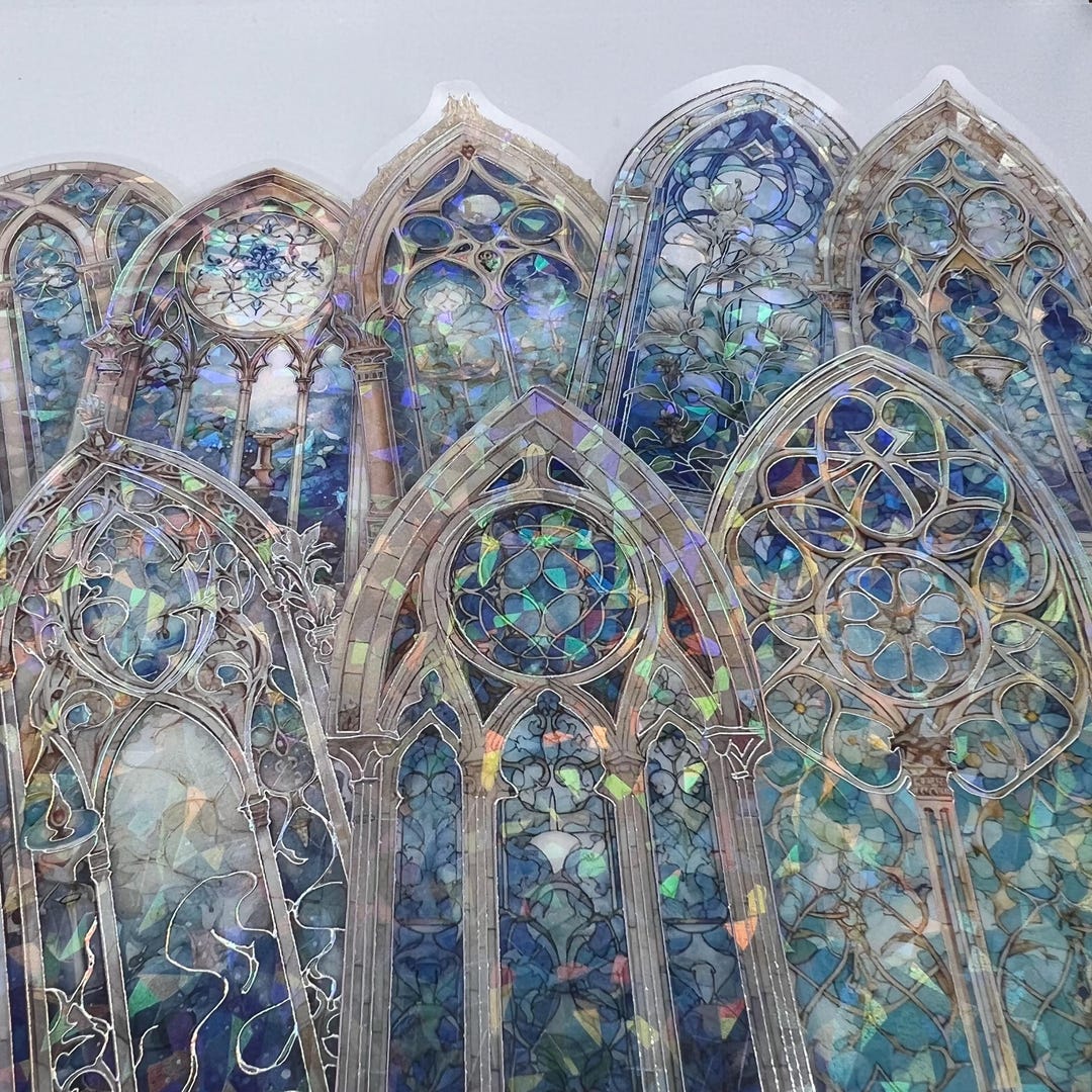 10 Blue Stained Glass Church Window Stickers Set,beautiful Church ...