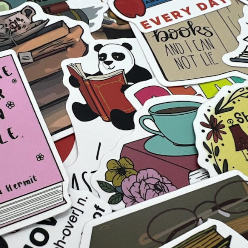 Reading Book Sticker Pack, Writer Stickers, Book Lover Grab Bag, Kindle ...