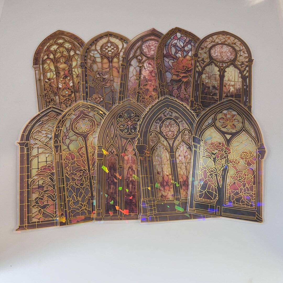10 Yellow Glass Church Window Stickers Set,beautiful Church Mosaic ...