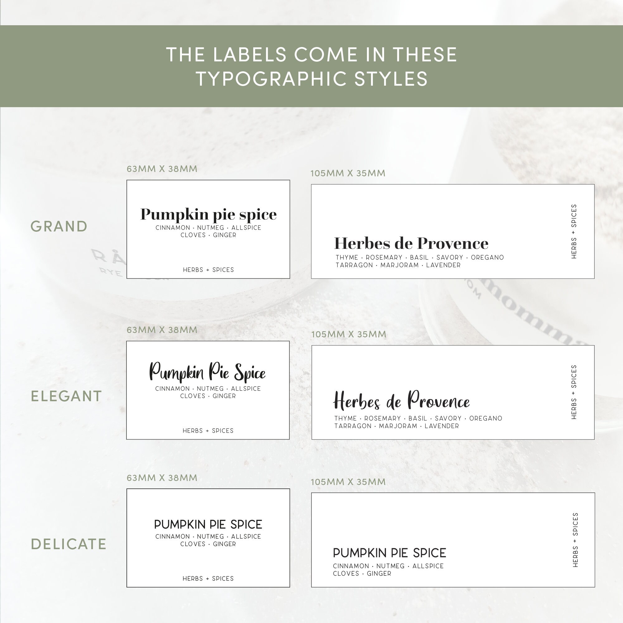 Spice Blend Labels Oil and Water Resistant Minimalistic Kitchen Labels ...