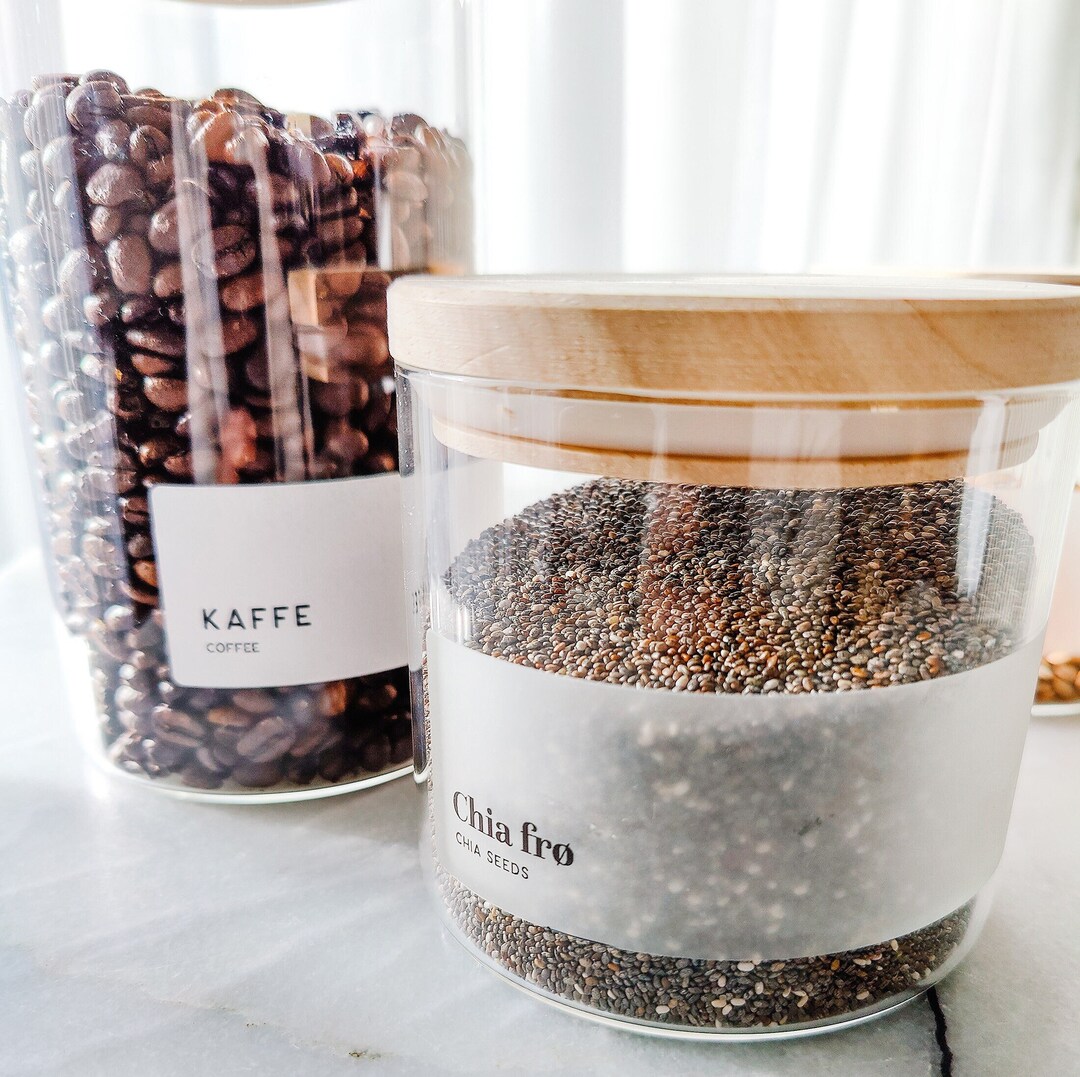 Danish Jar Labels • Oil and Water Resistant • Minimalistic Kitchen ...