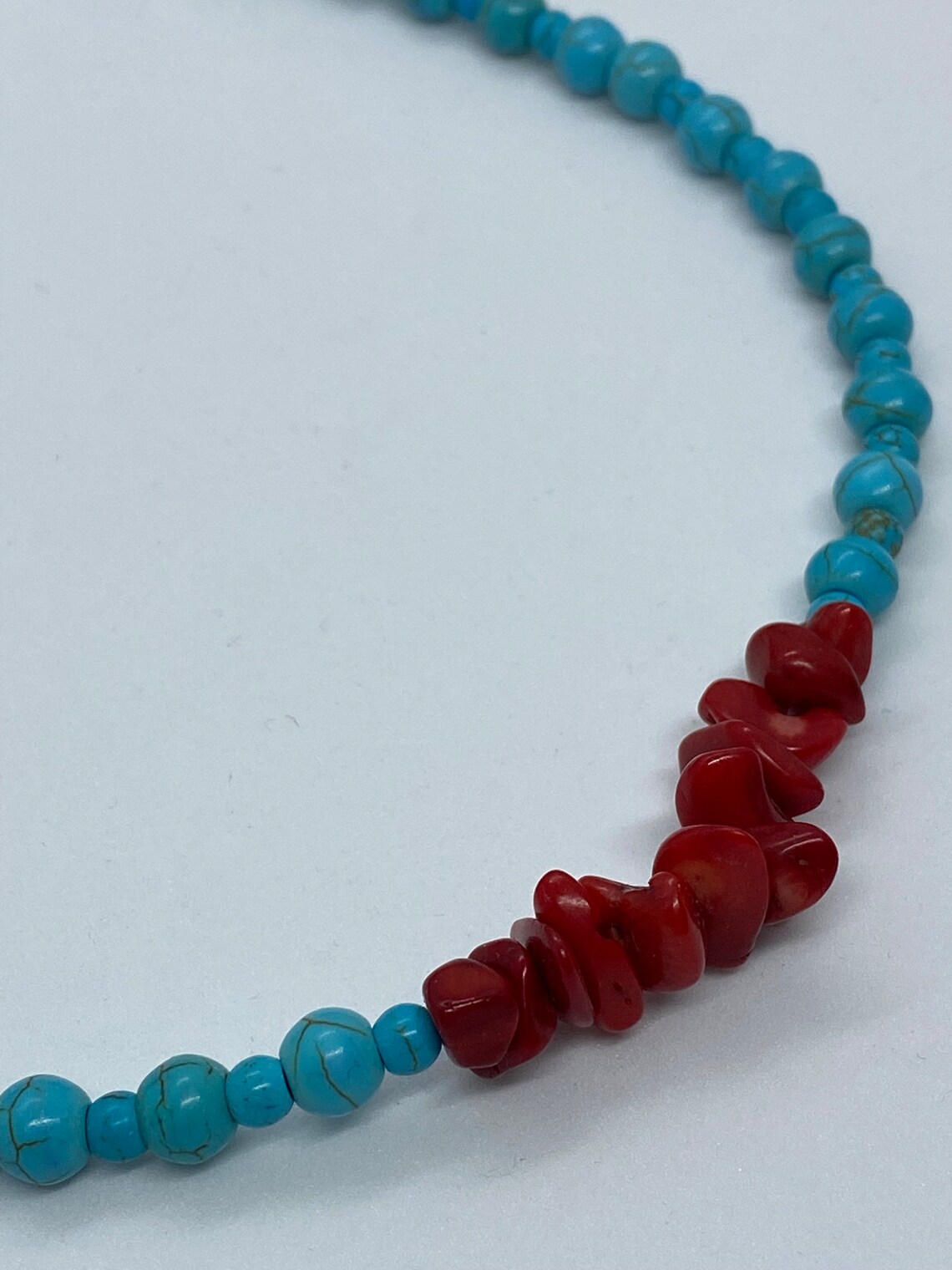 Turquoise and Coral Gemstone Necklace Coral Jewelry Genuine - Etsy