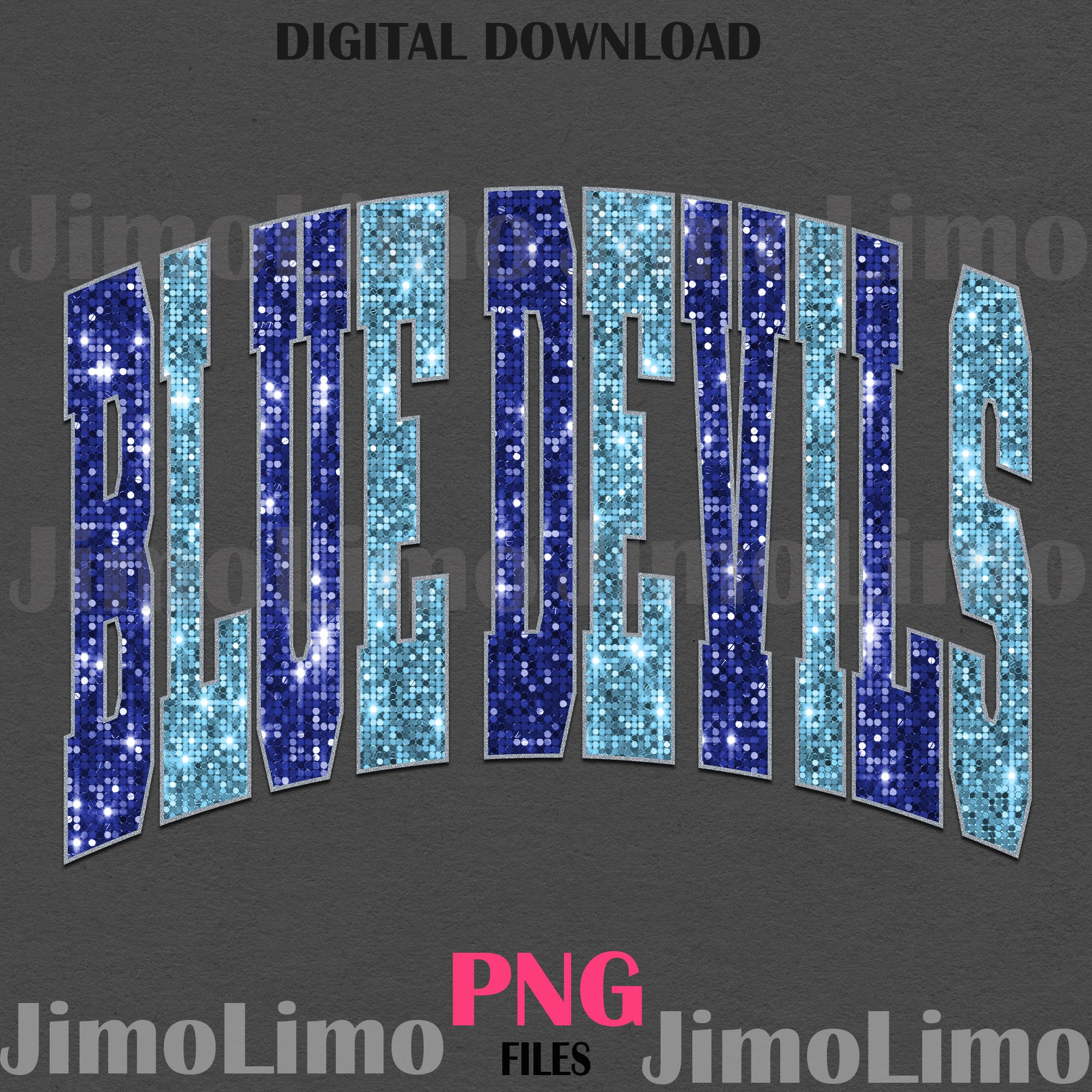 Glitter Blue Devils Png Faux Glitter Sequins PNG Retro Vintage Print ...