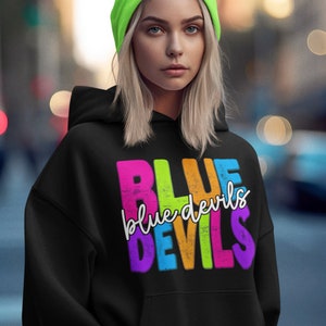 Blue Devils Png Distressed Retro Vintage Colorful Letters Script ...