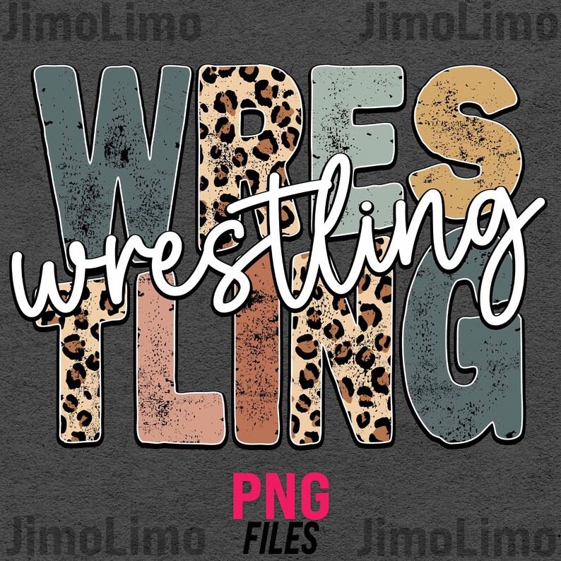 Wrestling Png Distressed Retro Vintage Leopard Cheetah Letters Files ...