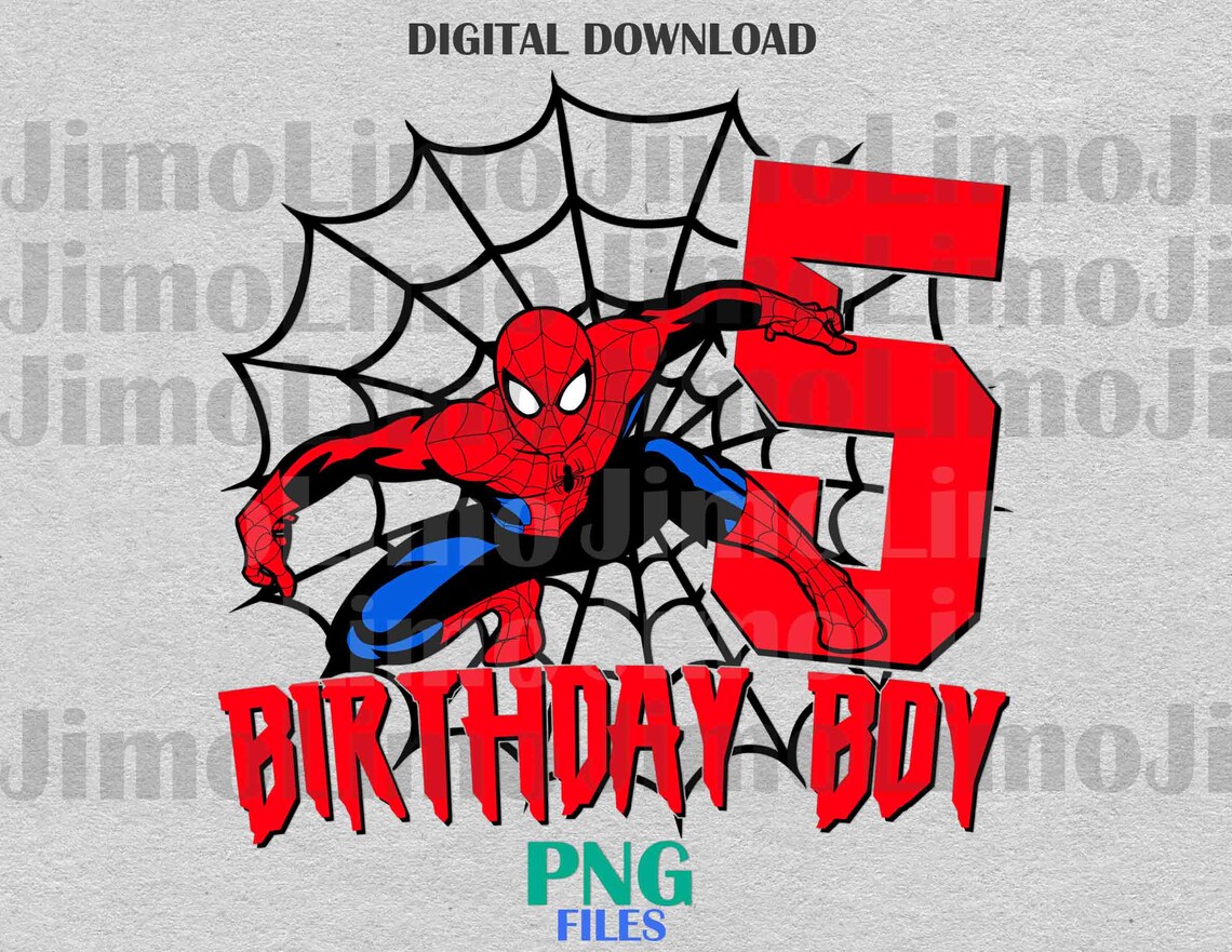 5rd Birthday Boy Spider Png Birthday Boy Spider Digital Design Print ...