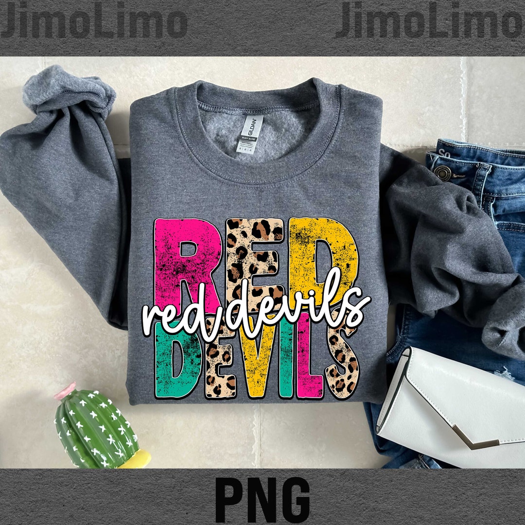 Red Devils Png Distressed Leopard Cheetah Pattern Bright Colored Retro ...