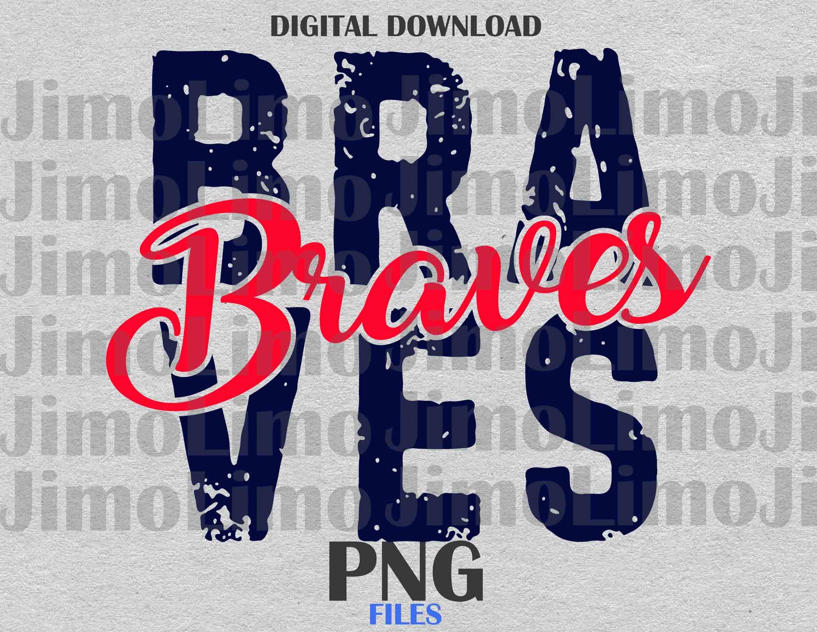 Braves Png Distressed Retro Vintage Letters Files Brave - Etsy