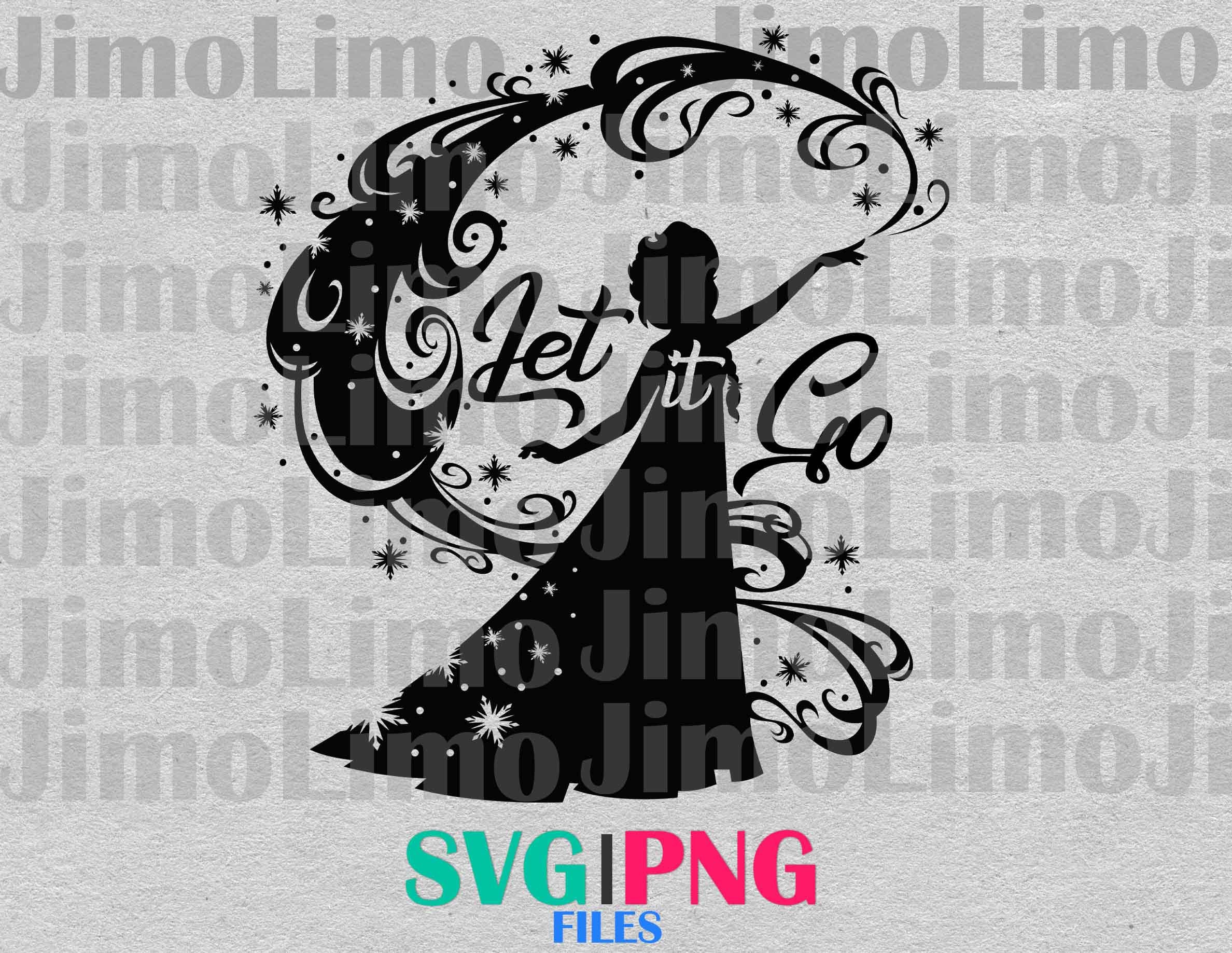 Let It Go Svg Png Elsa Ice Snowflakes Character Silhouette Files ...