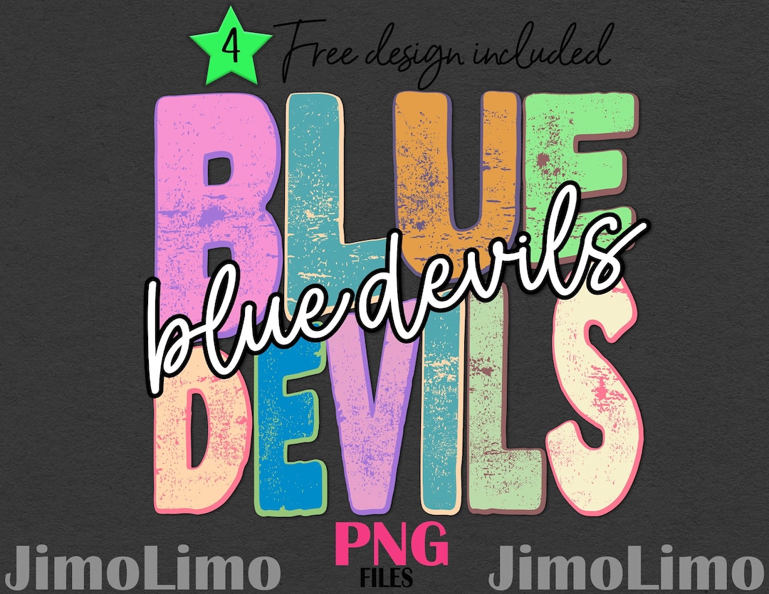 Blue Devils Png + 4 Design Blue Devils Free Distressed Retro Vintage ...