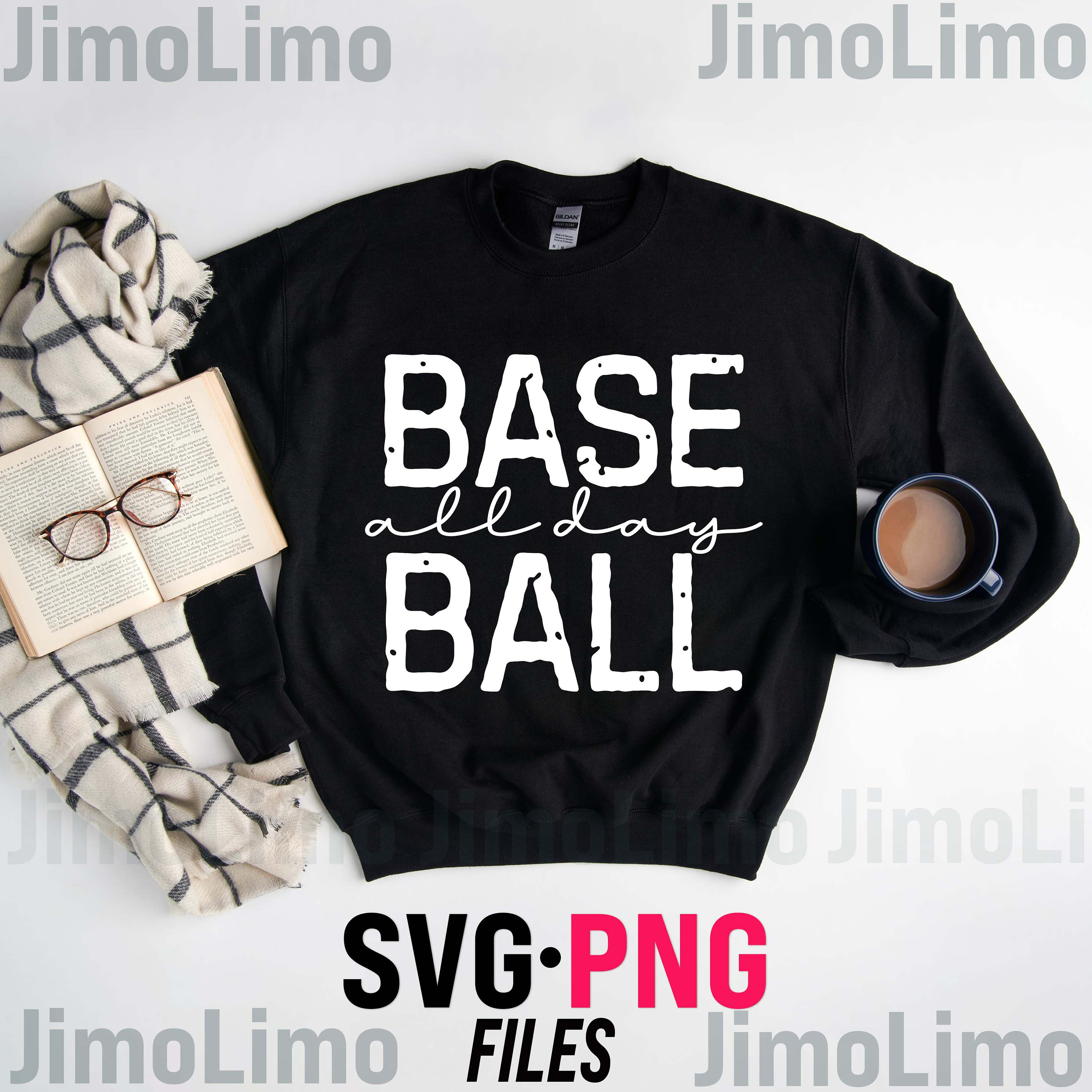 Baseball All Day Svg Png Distressed Retro Vintage Letters Cut Files ...