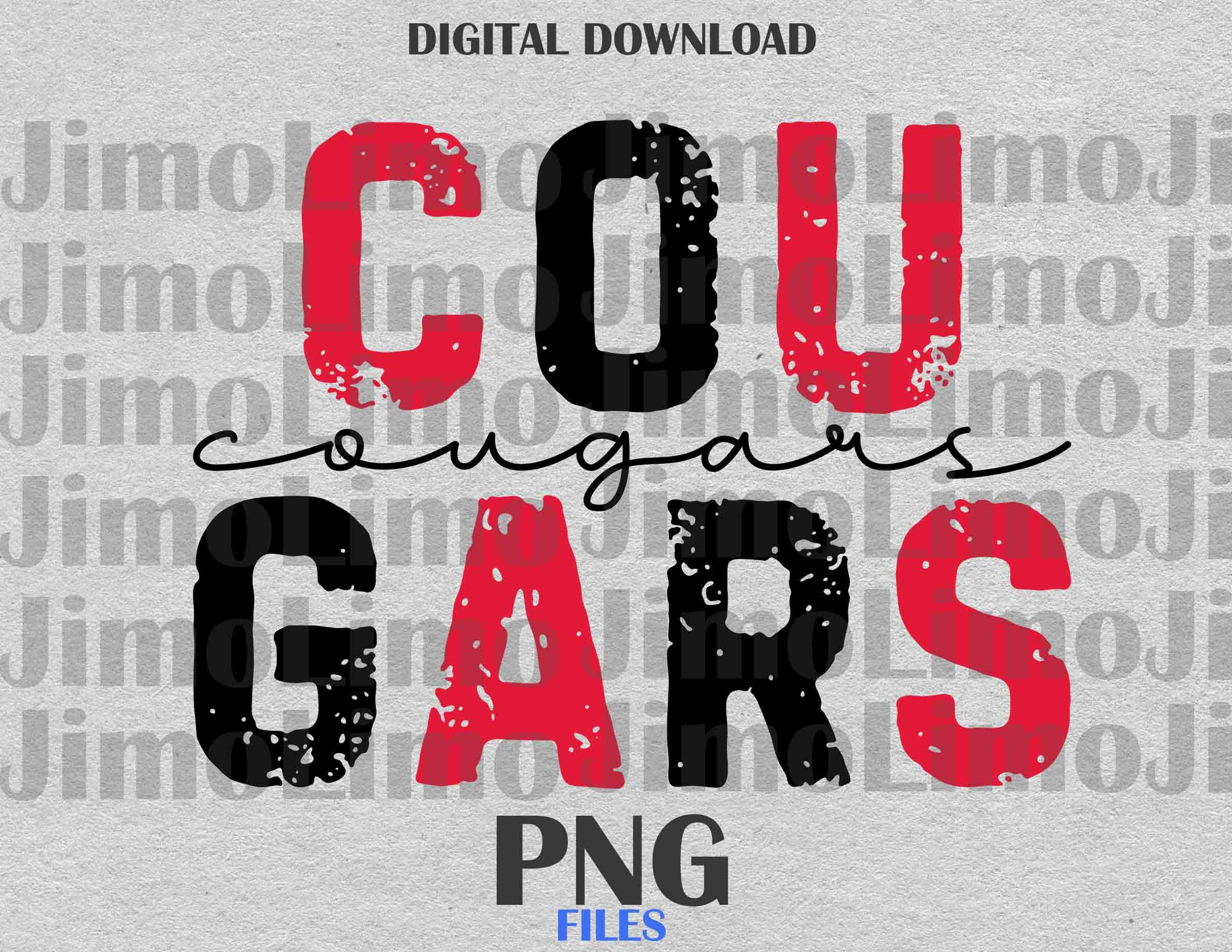 Cougars Png Distressed Retro Vintage Letters Files Digital - Etsy