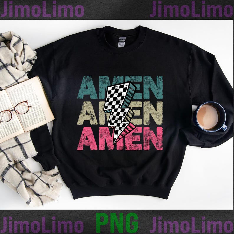 Amen Lightning Bolt PNG: Distressed Christian Design (digital Download ...