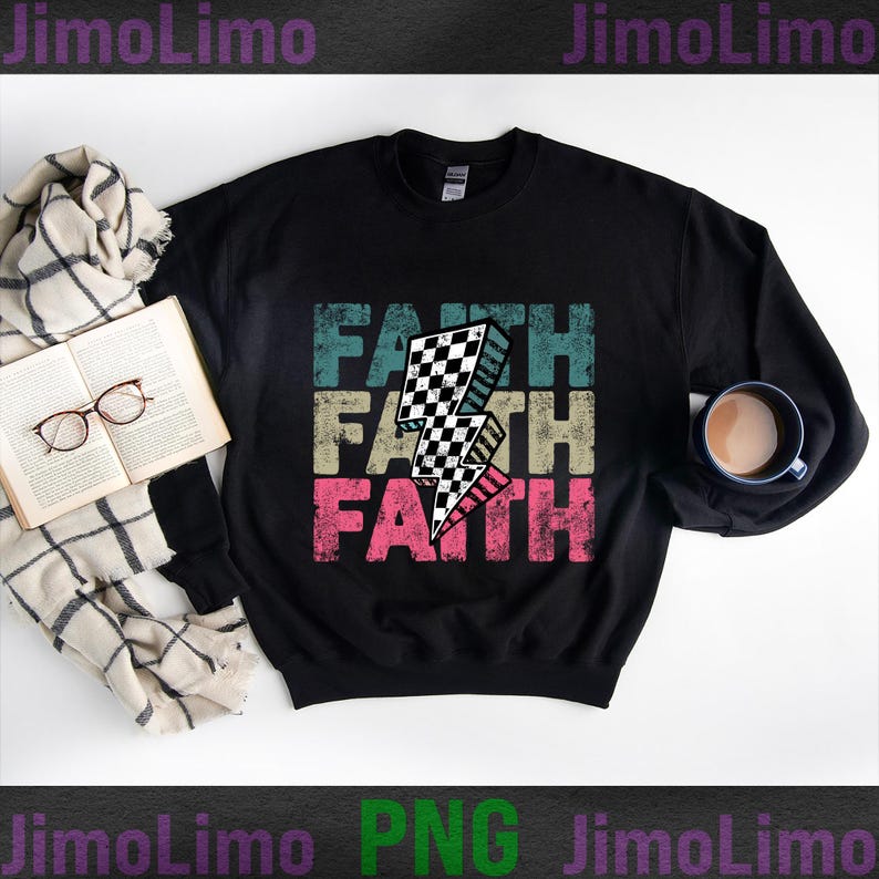 Faith Lightning Bolt PNG: Distressed Christian Design (digital Download ...