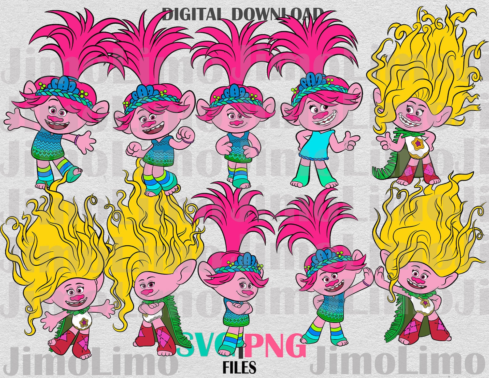 New Best Bundle Cartoon Characters Trolls 53 Svg Png Clipart Design ...