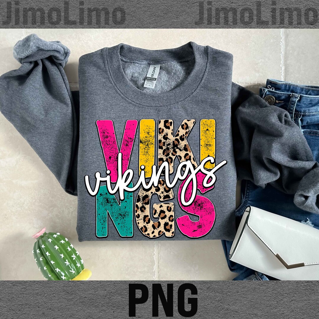 Vikings Png Leopard Pattern Distressed Retro Vintage Letters Files Vikings Png Digital Print ...