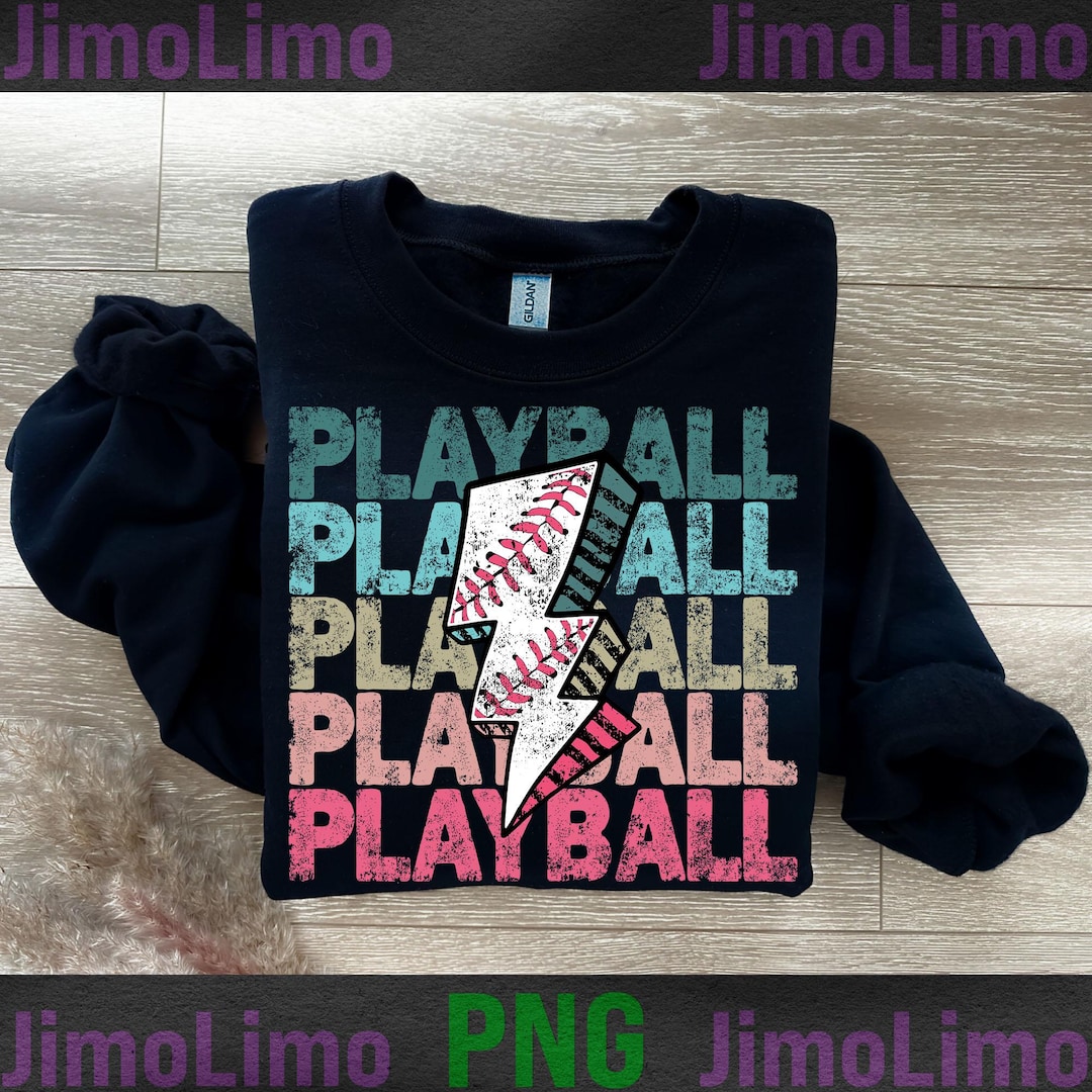 Vintage Baseball Lightning Bolt PNG: Distressed Retro Design (digital ...