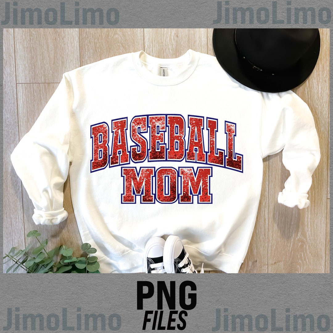 Glitter Baseball Mom Png Blue Red Faux Glitter Sequins Baseball Mama PNG Digital Print ...