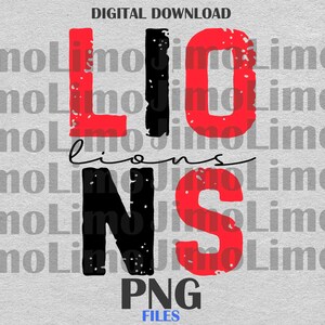 Lions Png Distressed Retro Vintage Letters Files Digital Lions Print ...