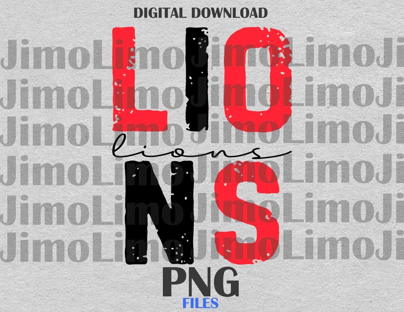 Lions Png Distressed Retro Vintage Letters Files Digital Lions - Etsy