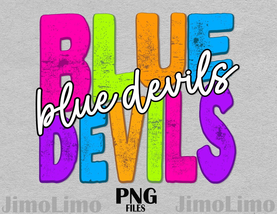 Blue Devils Png Distressed Retro Vintage Colorful Letters Script ...