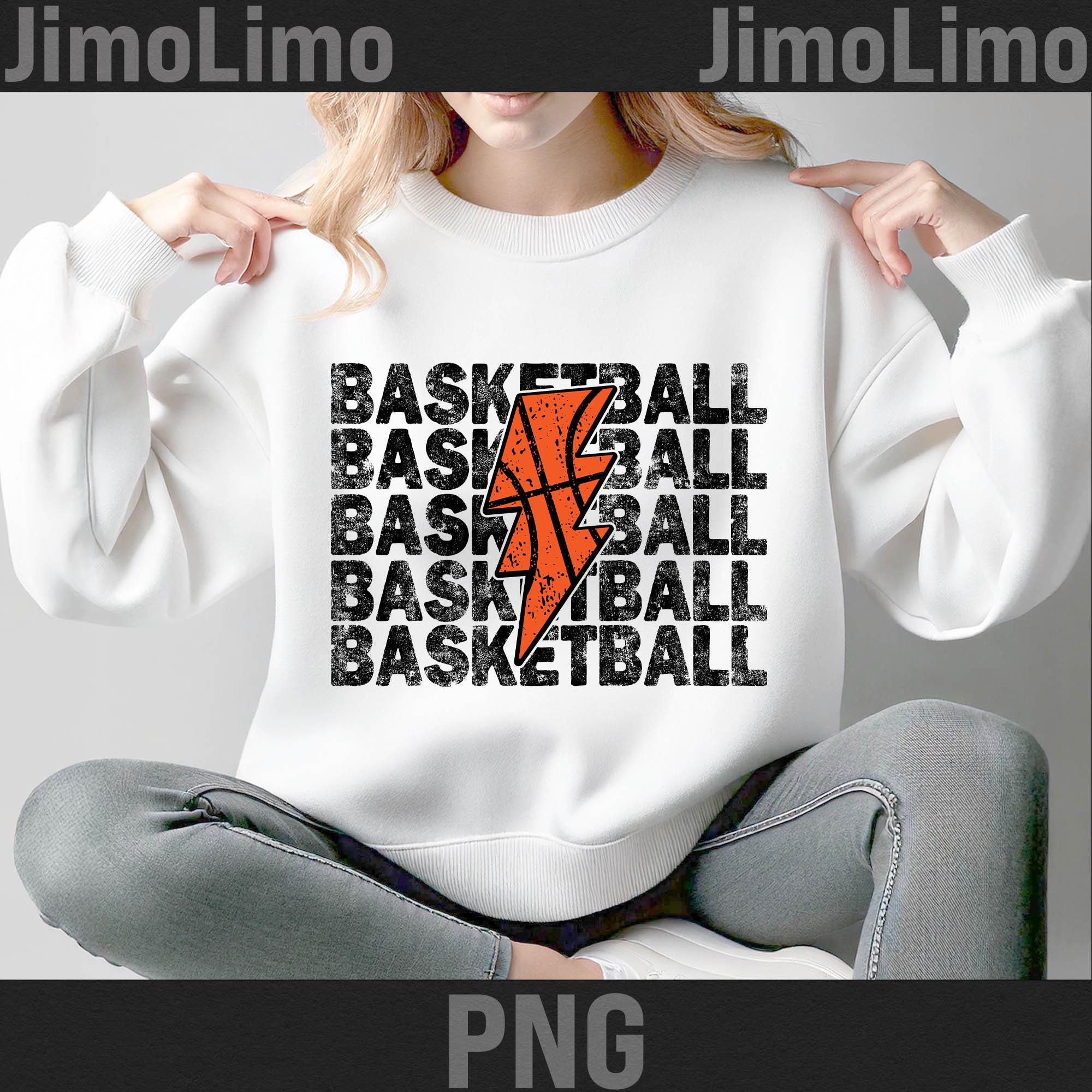 Retro Basketball Lightning Bolt PNG: Distressed Grunge Design Digital ...