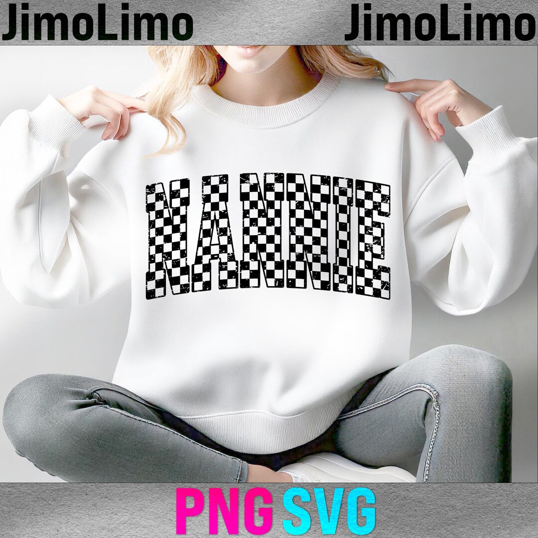 Nannie Checkered Design SVG PNG, Retro Mothers Day Gift (digital ...