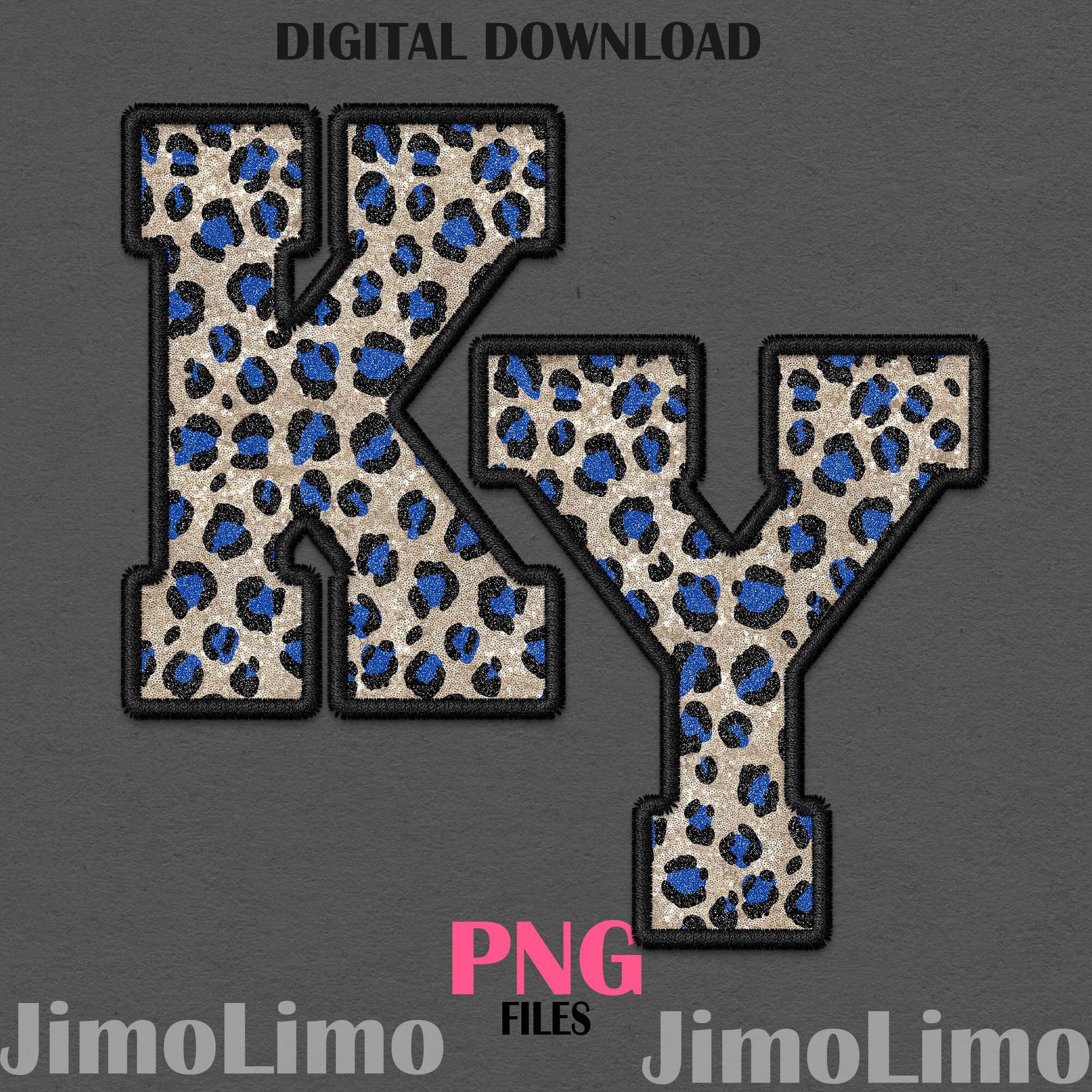 Glitter Kentucky Png Leopard Blue KY State Retro Vintage Faux Glitter Design Digital Files Print ...