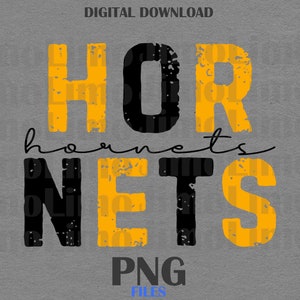 Hornets Png Distressed Retro Vintage Letters Files Digital Hornet Print ...