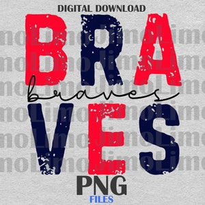 Braves Png Distressed Retro Vintage Letters Files Brave Digital Print ...