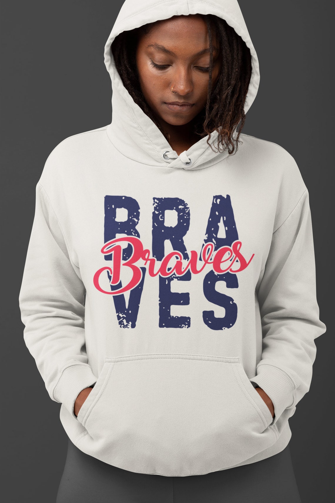 Braves Png Distressed Retro Vintage Letters Files Brave - Etsy
