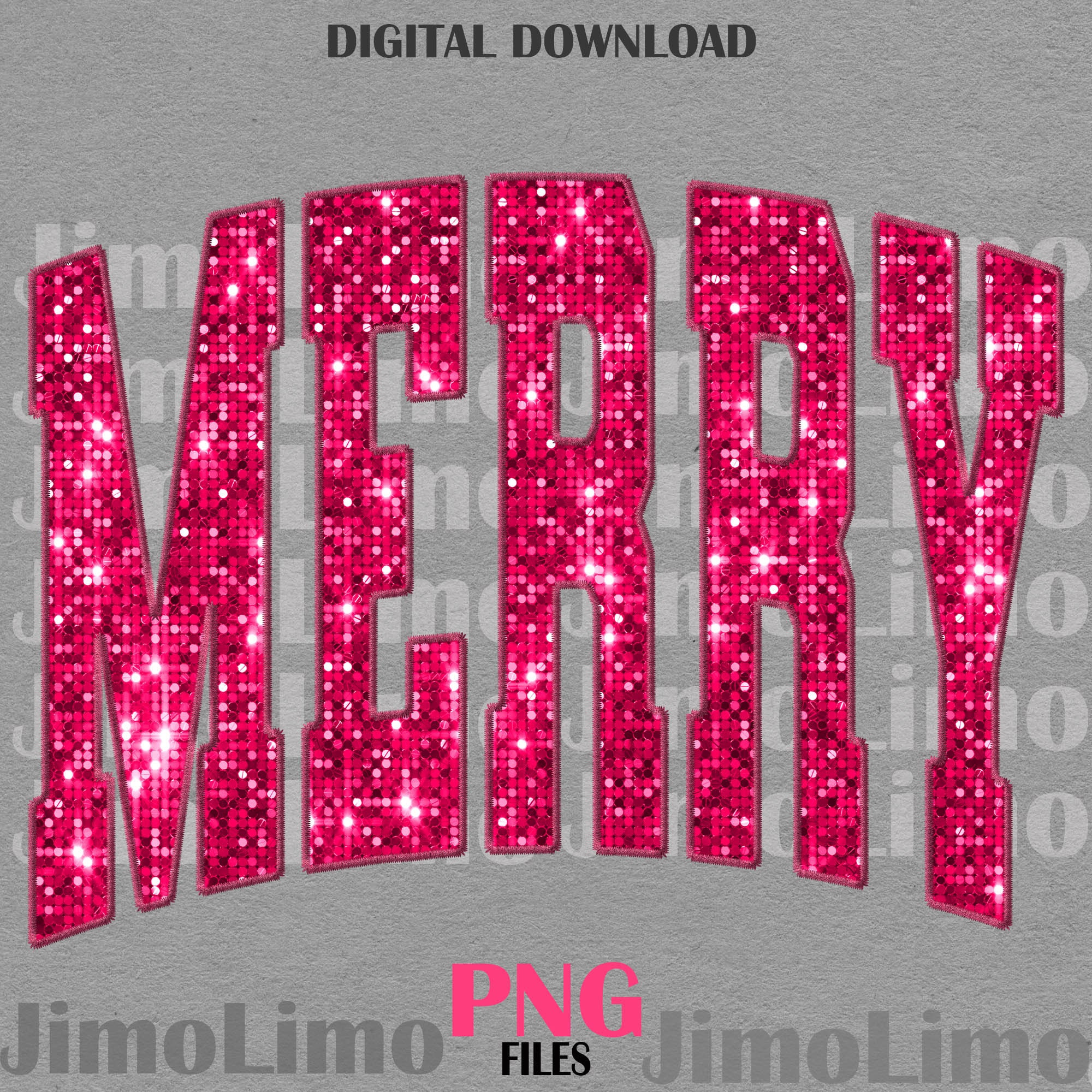 Glitter Merry Png Christmas Varsity Faux Sequin Embroidery Digital ...