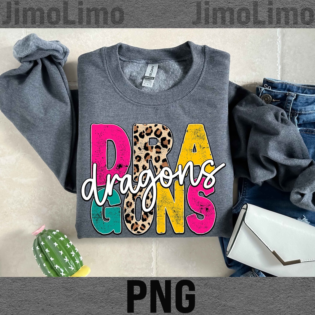 Dragons Leopard Pattern PNG, Retro Distressed Letters (digital Print ...