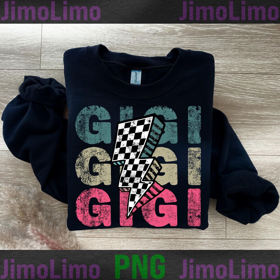 Gigi Lightning Bolt Png Distressed Checkered Gigi Png Retro Vintage ...