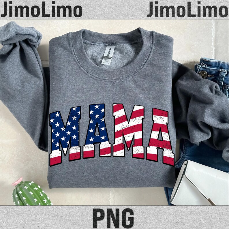 Retro American Mama PNG: Distressed Patriotic Design (digital Download ...