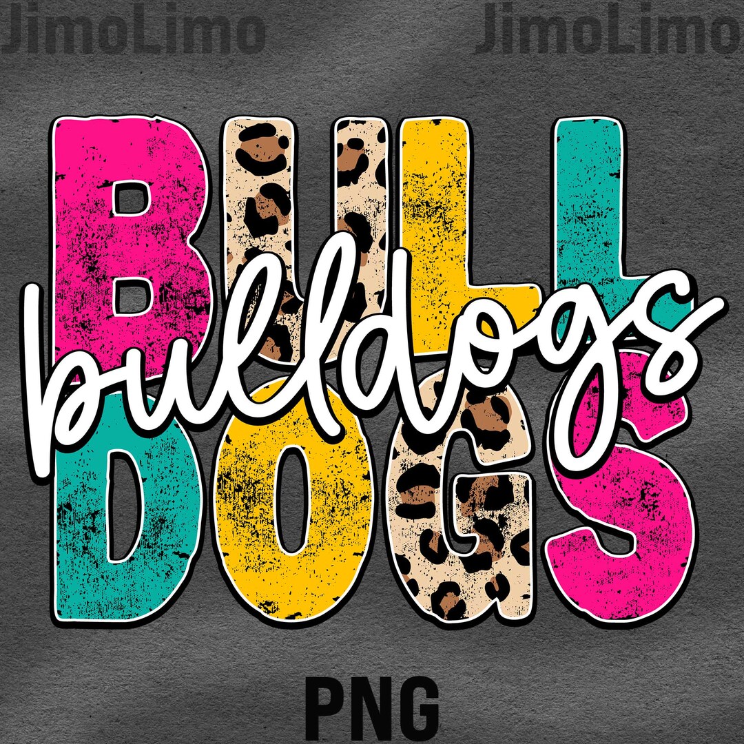 Bulldogs Png Leopard Cheetah Pattern Distressed Retro Vintage Letters ...