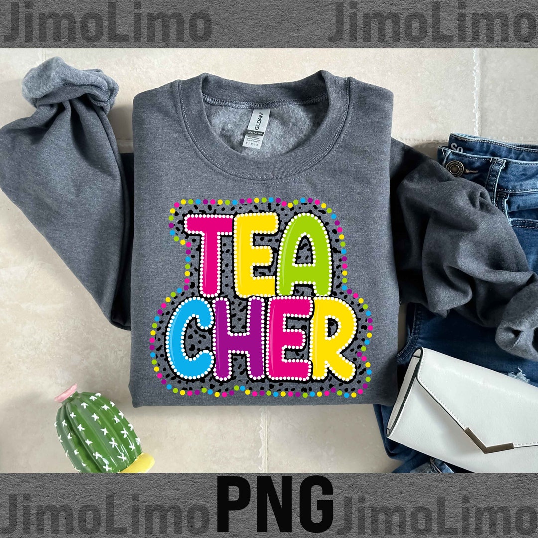 Teacher Png Dalmatian Dots Pattern Bright Colored Letters Files Digital ...