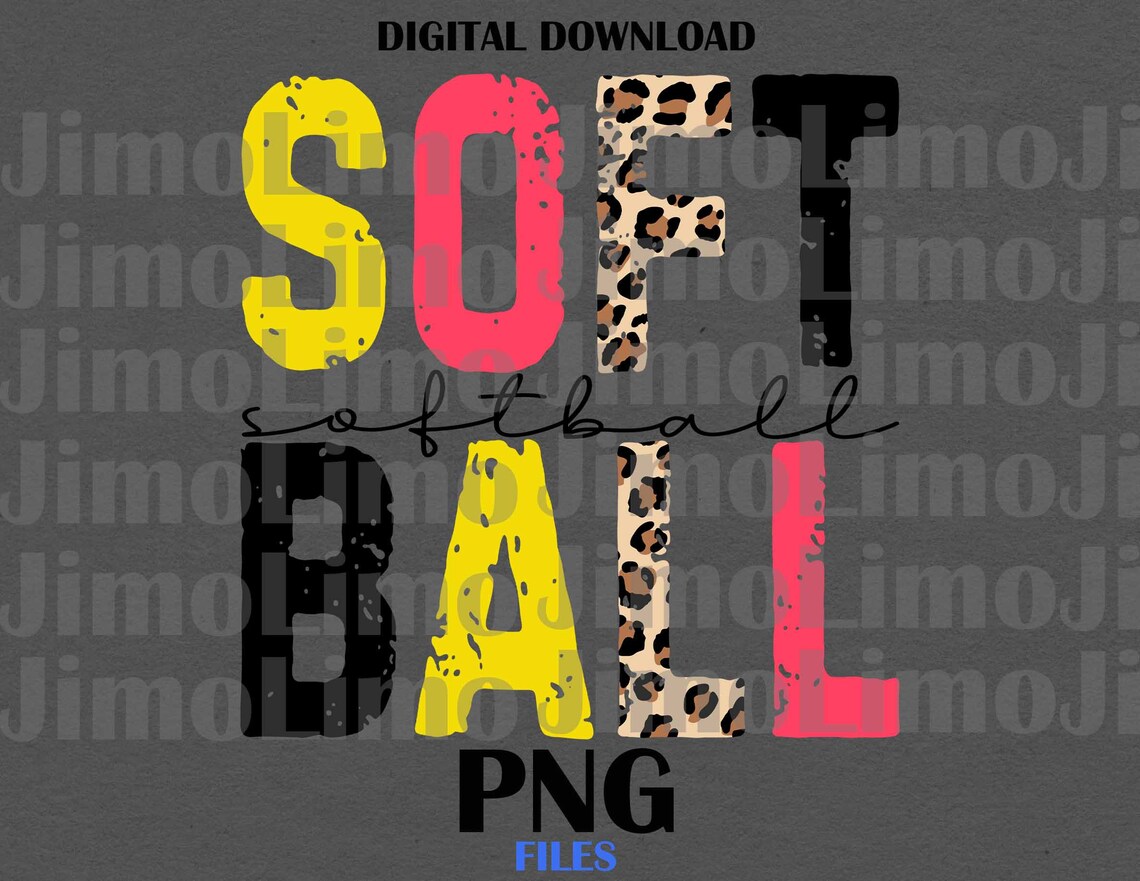 Softball Png Distressed Leopard Retro Vintage Letters Files - Etsy