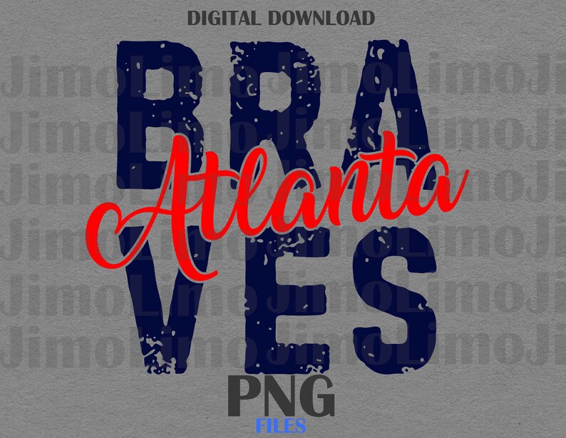 Braves Png Distressed Retro Vintage Letters Files Brave - Etsy