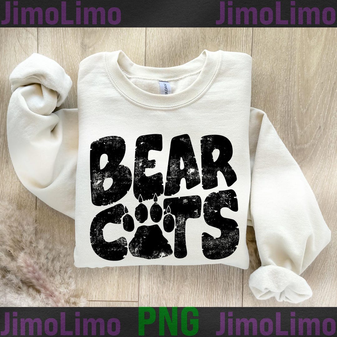 Bearcats PNG: Grunge Retro Paw Print Distressed Design Digital Print - Etsy