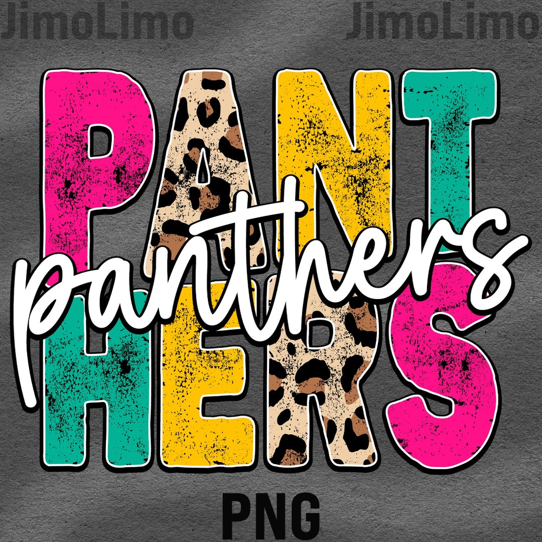Panthers PNG: Leopard Cheetah Print, Retro Vintage Letters (digital ...