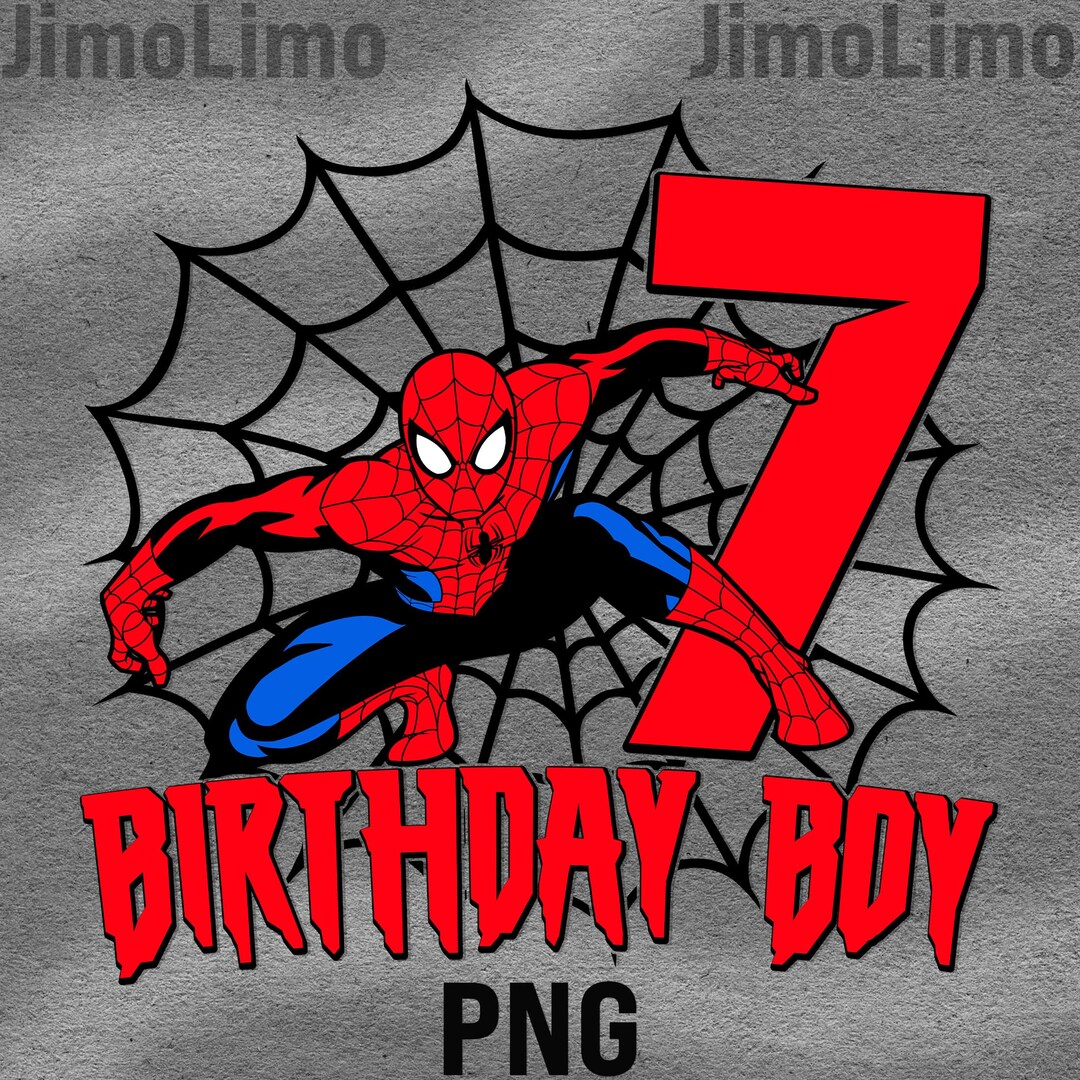 7th Seventh Birthday Boy Spider Png Birthday Boy Spider Digital Design ...