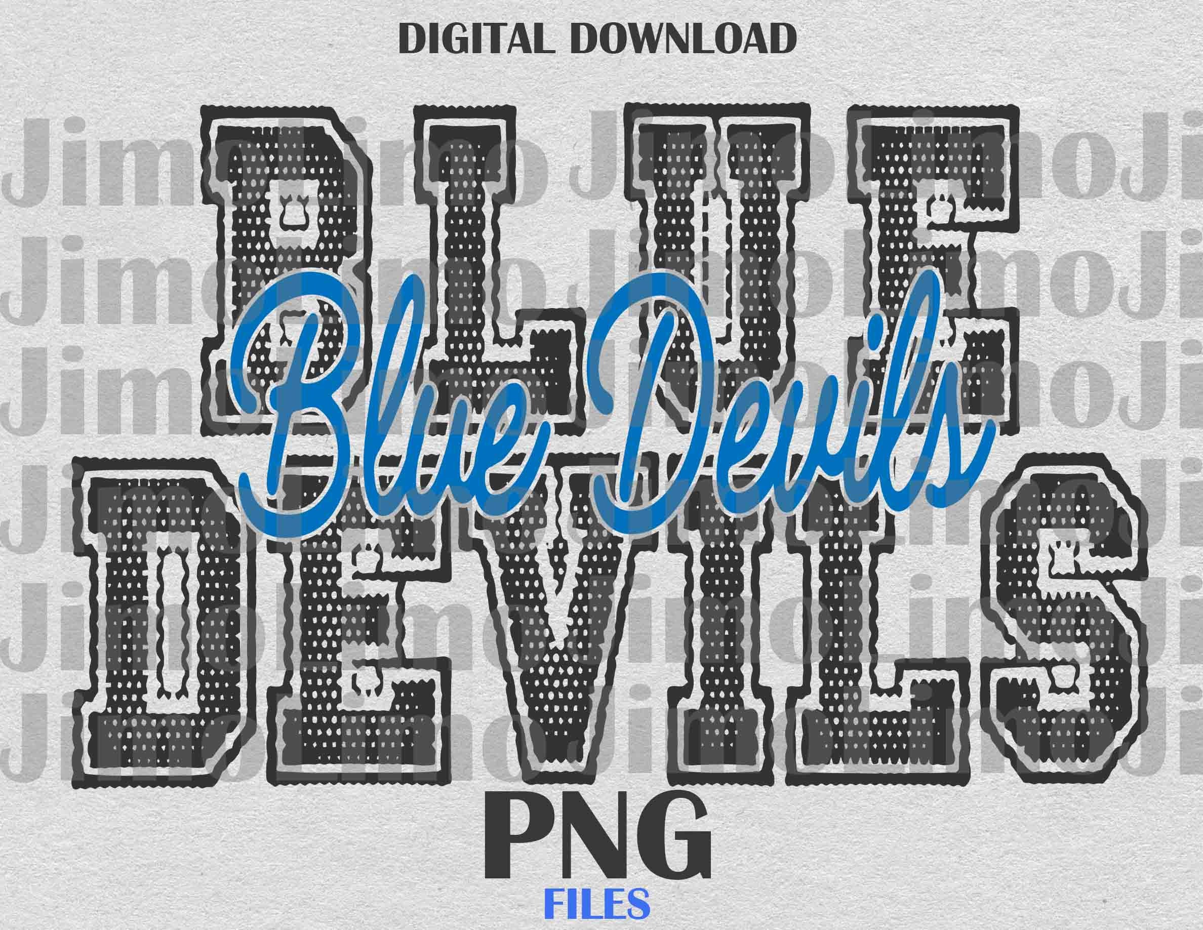 Blue Devils Png Distressed Retro Vintage Letters Files Digital - Etsy