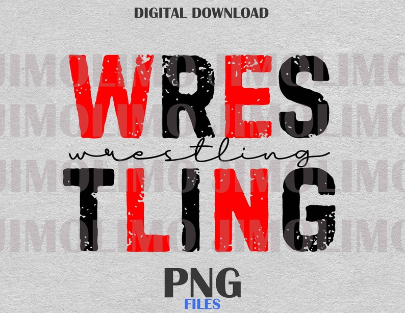 Wrestling Png Distressed Retro Vintage Letters Files Digital - Etsy