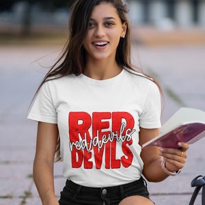 Red Devils Png Distressed Retro Vintage Letters Files Red Devils Digital Print Sublimation Sport ...