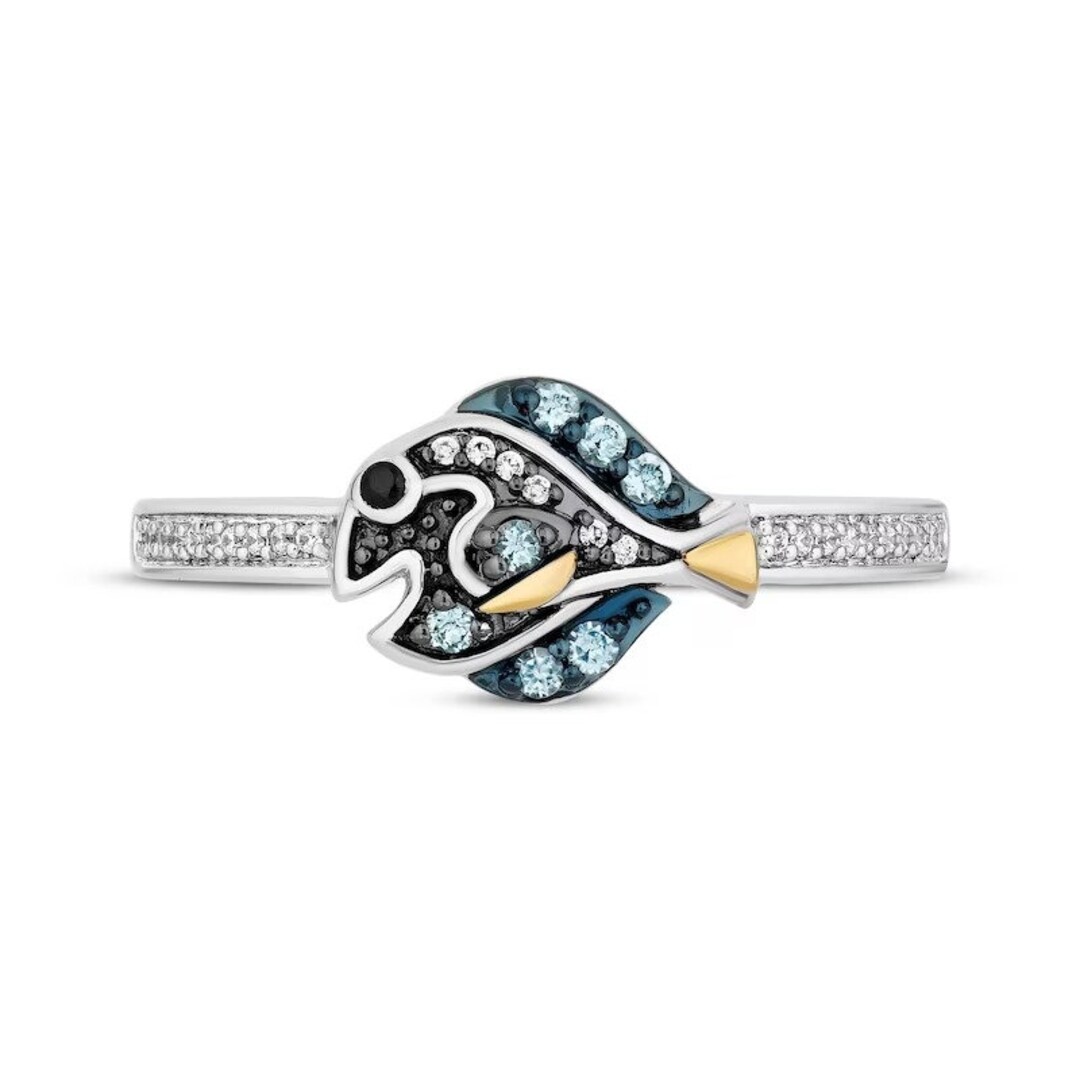 Disney Treasures Finding Nemo 'dory' Swiss Blue Topaz and Diamond Ring ...