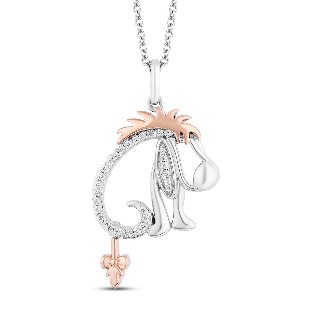 Disney Treasures Pooh Eeyore 0.15 Ct Diamond Pendant in 925 Sterling ...