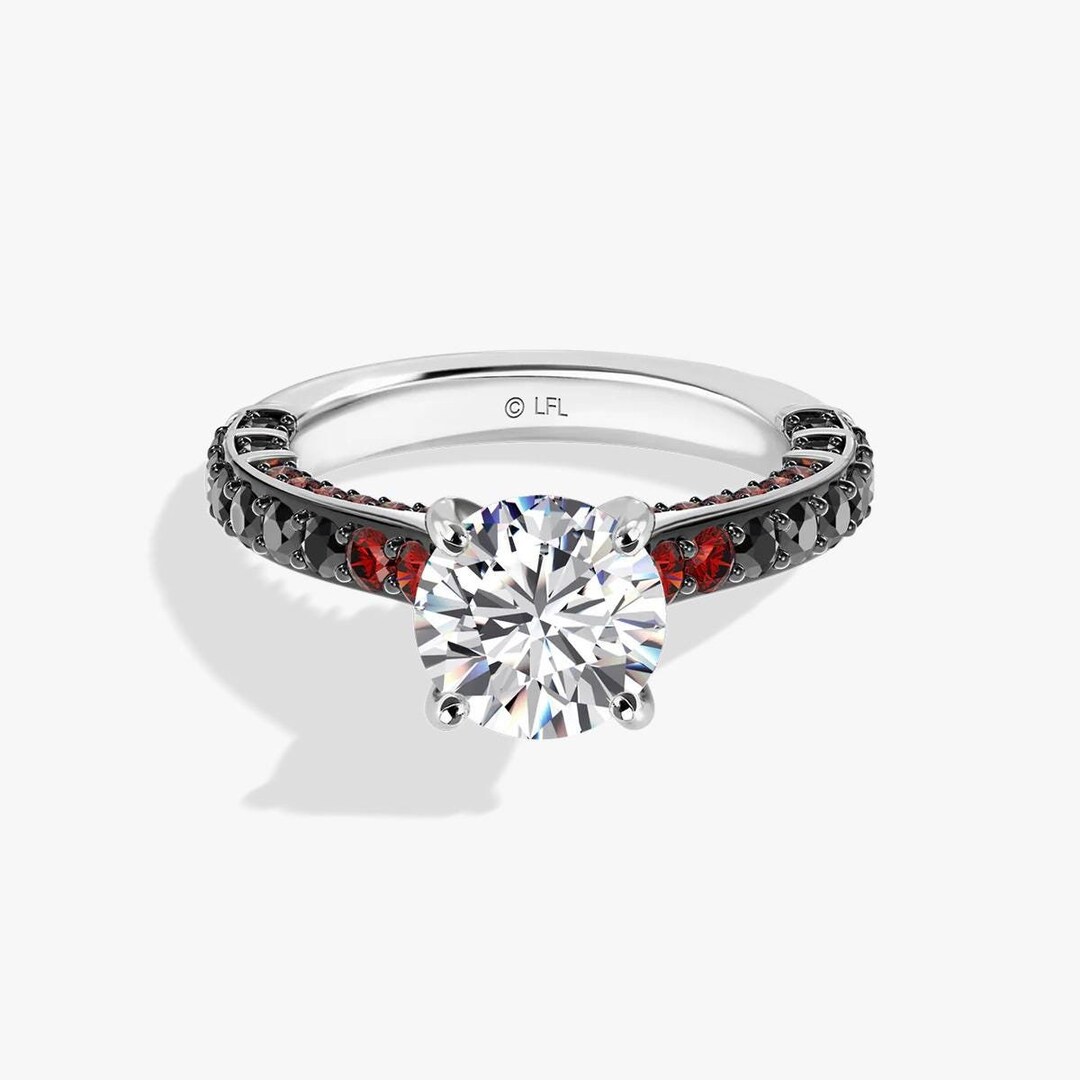 Galaxy Star Lab Grown Diamonds Darth Vader Women's Engagement Ring 925 ...