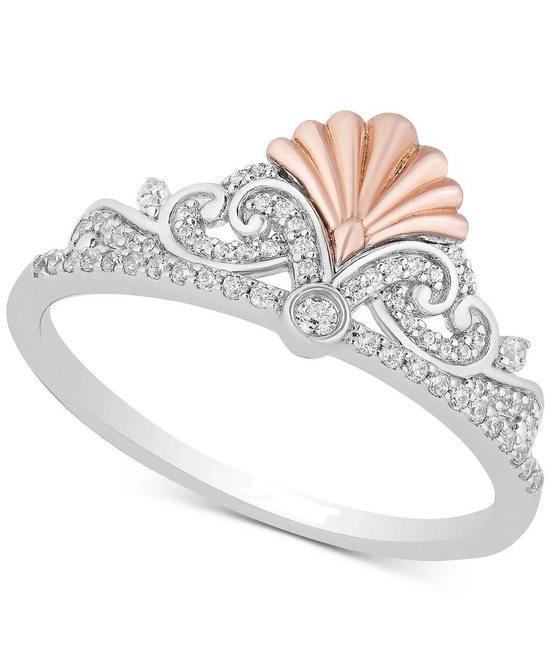 Enchanted Disney Ariel Tiara Diamond Engagement Ring in Two tone Sterling Silver disney Inspired Valentine Gift Maleficent Anniversary Ring Etsy
